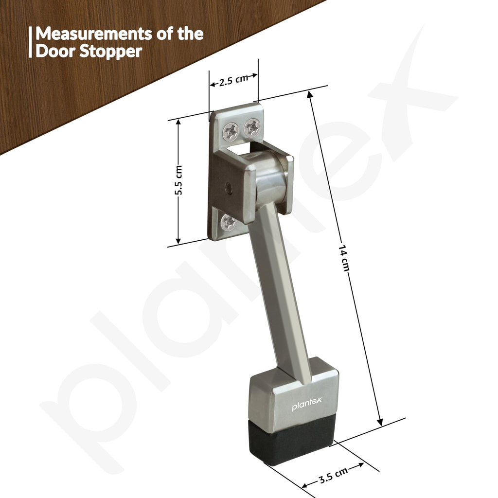 Plantex 5-inch Kick Down Door Stopper - Heavy Duty Silver Matt | Floor ...