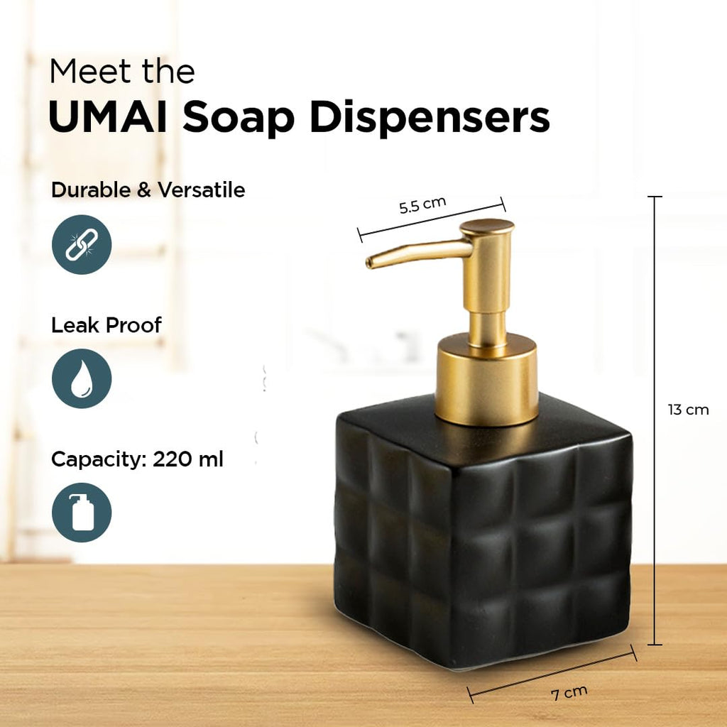 UMAI Liquid Soap Dispenser | Stoneware | Bathroom Sanitizer, Lotion ...