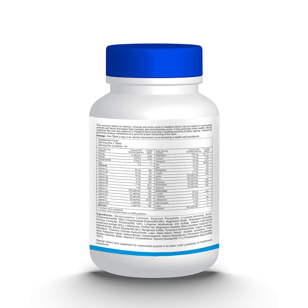 Healthvit Mulvit Multivitamins and Minerals (60 Tablets) with 31 ...