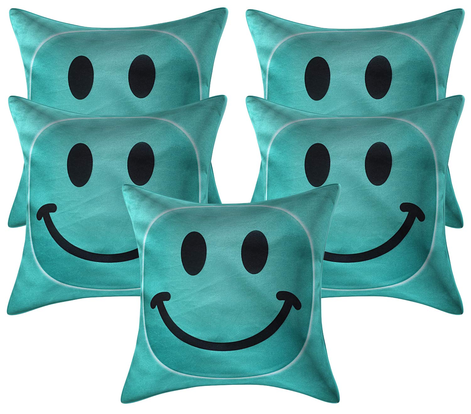 Kuber Industries Smiley Design 5 Piece Velvet Cushion Cover Set ...