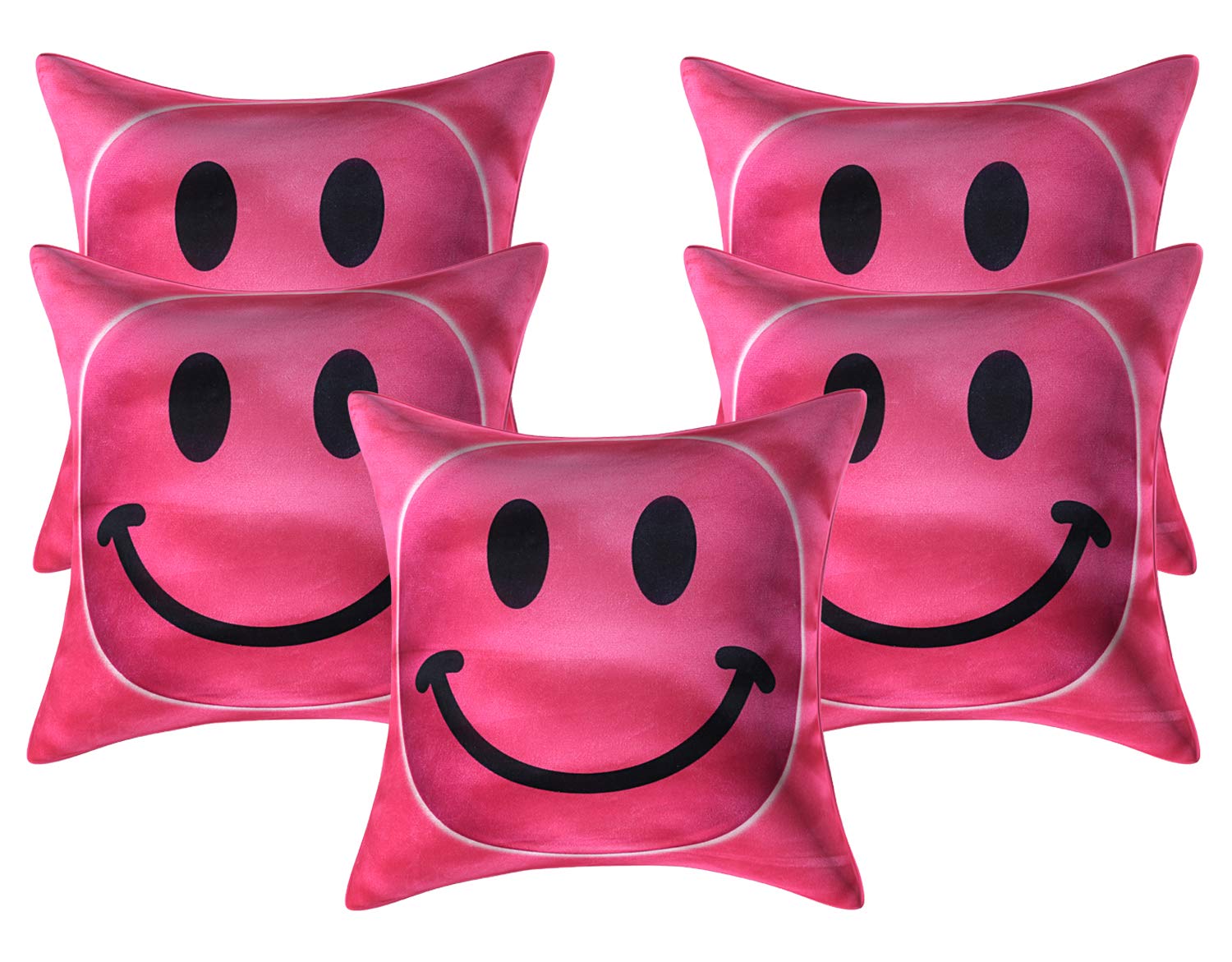 Kuber Industries Smiley Design 5 Piece Velvet Cushion Cover Set ...