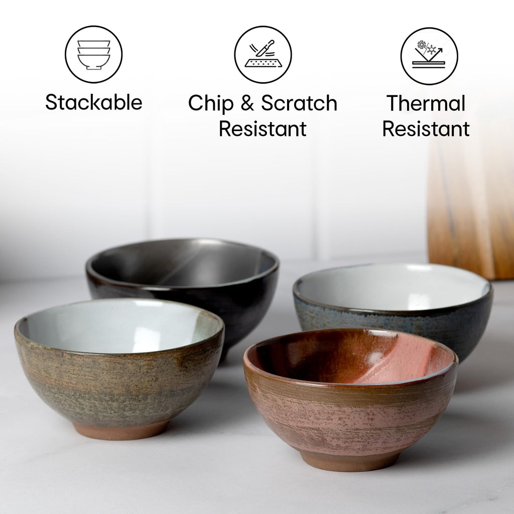 Hand Glazed Mini Bowls - Set of 4 | Terracotta Dessert Cup | Kitchen ...
