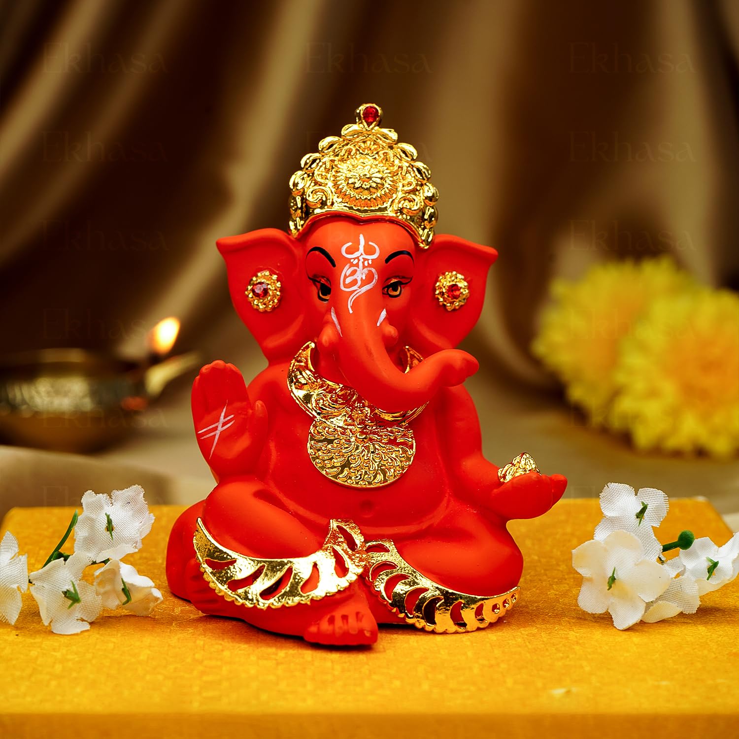 Orange Ganesh Idol for Car & Home Decor | Vinayak Ganpati Vinayagar ...