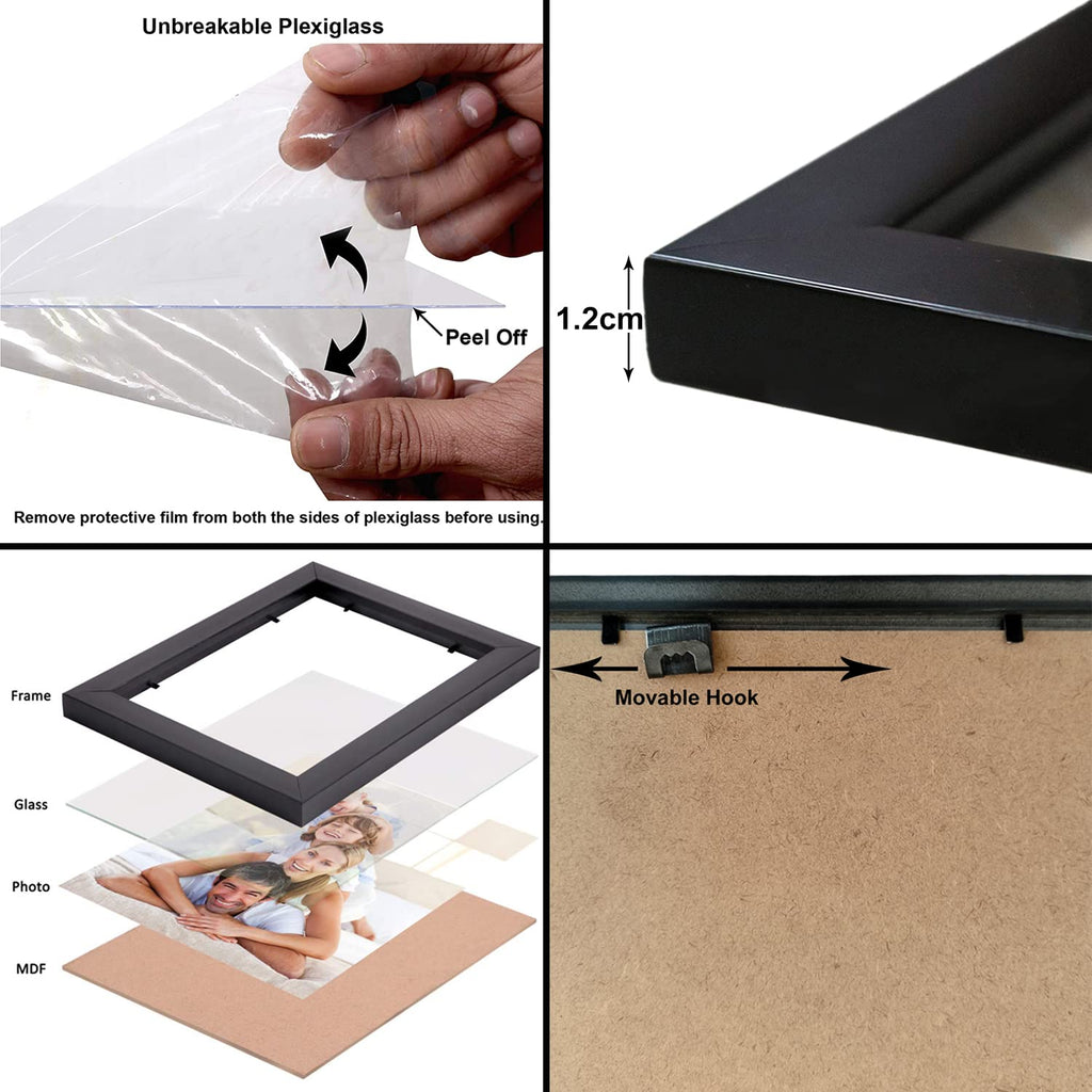 Collage Frame Set of 6 (Black) for Wall, Various Sizes - 8x8 4x6 5x7 ...
