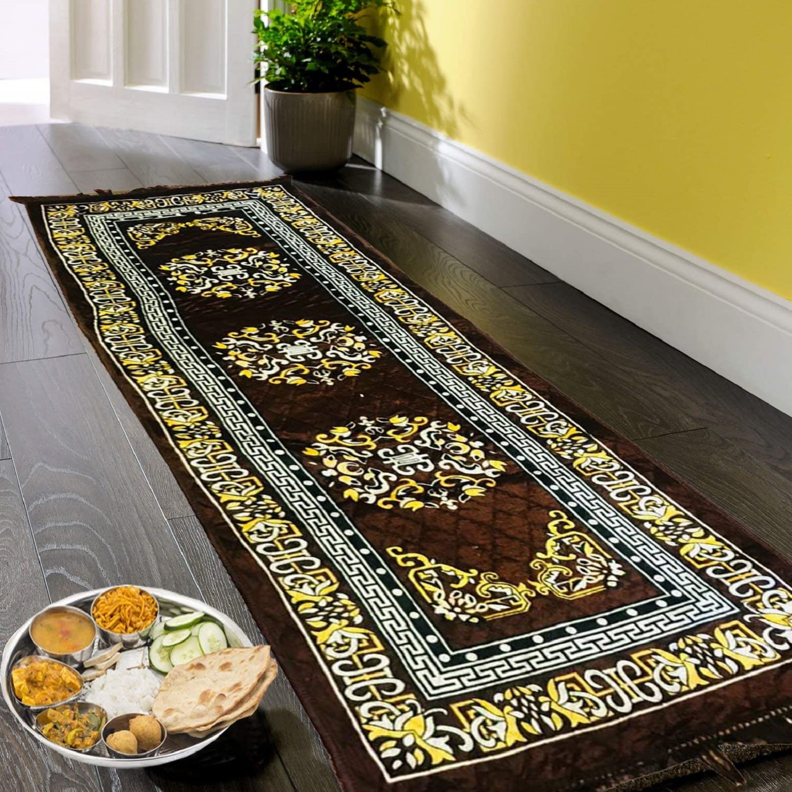 Kuber Industries PVC Rectangular Bed Side Runner Mat (Brown, 72" x ...