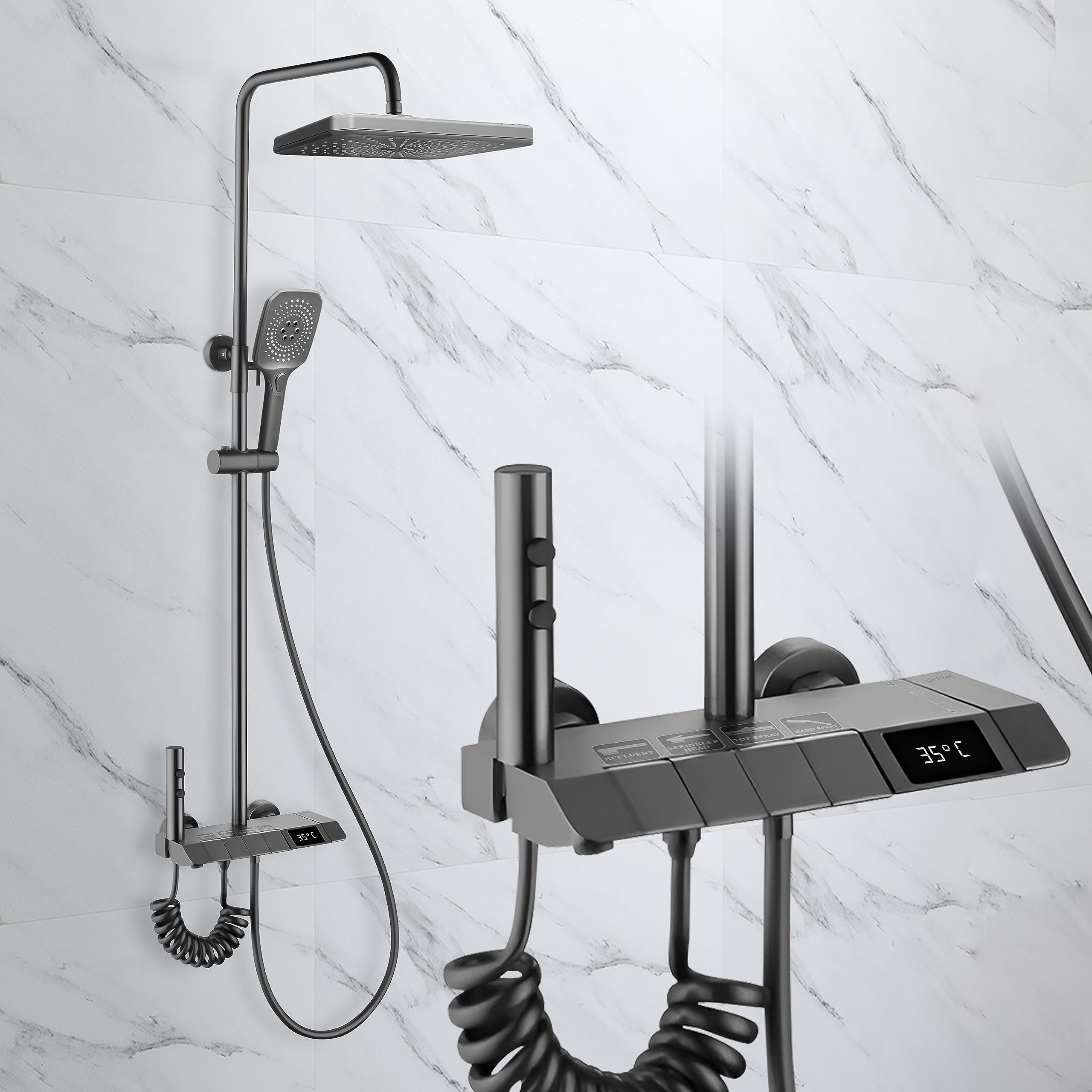 Plantex Thermostatic Shower Panel with Piano Switches and Digital ...