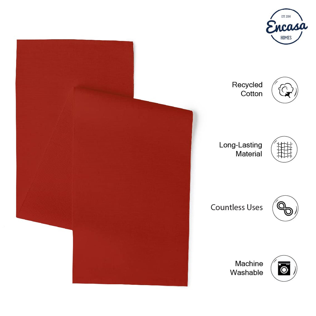 Encasa Homes Table Runner for 8 Seater Dining - Solid Red | Fine ...
