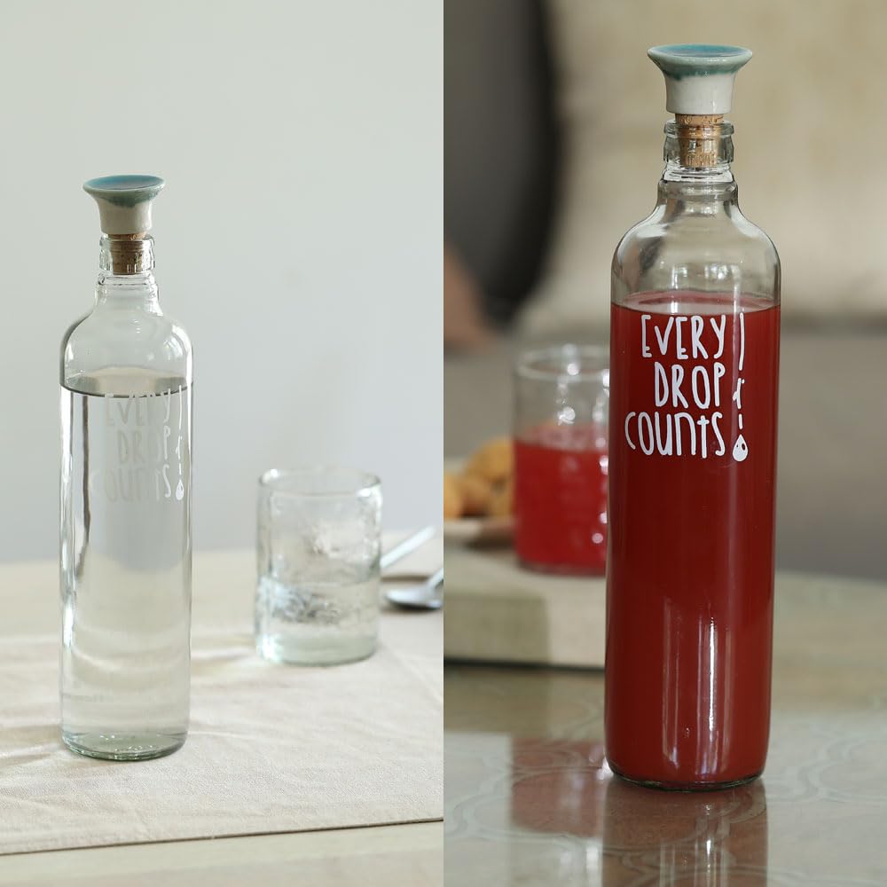 Ellementry Drop Glass Bottle with Ceramic Stopper (750 ML)- Leak Proof ...