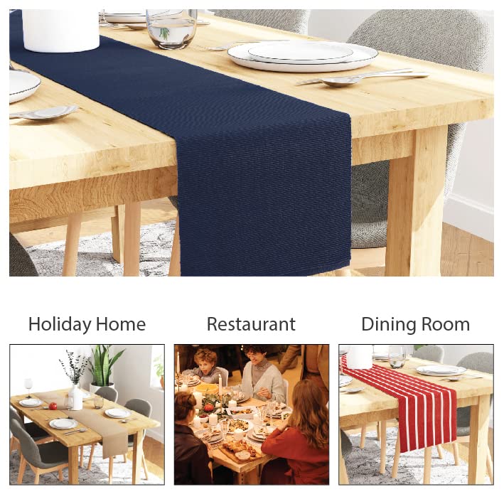 Encasa Homes Table Runner For 8 seater Dining - Solid Navy Blue | Fine ...