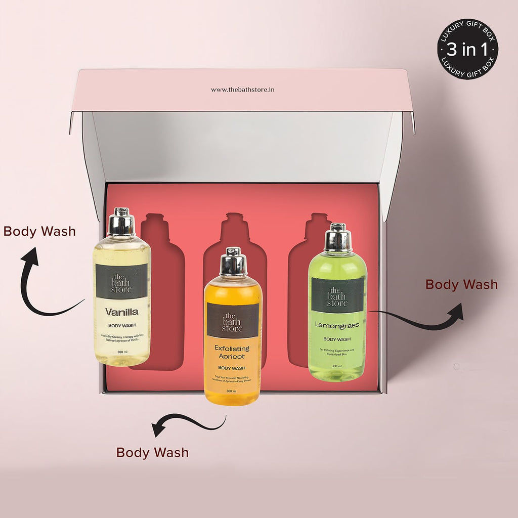 The Bath Store Combo Gift Set (Pack of 3) for Women & Men, Shower Gel ...