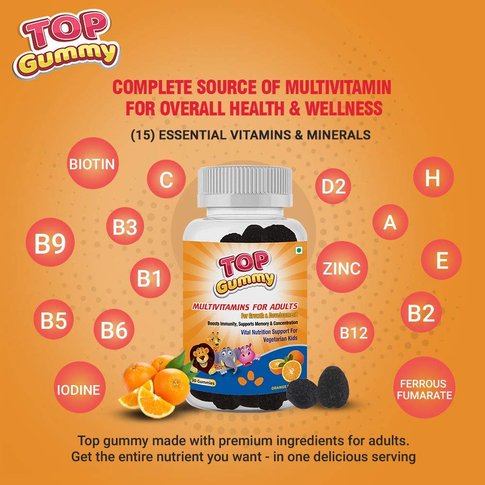 Top Gummy Multivitamin Gummies For Adults - 30 Gummies Orange Flavor ...