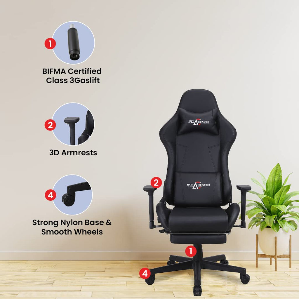 SAVYA HOME Thunder Ergonomic Gaming Chair with Adjustable Lumbar ...