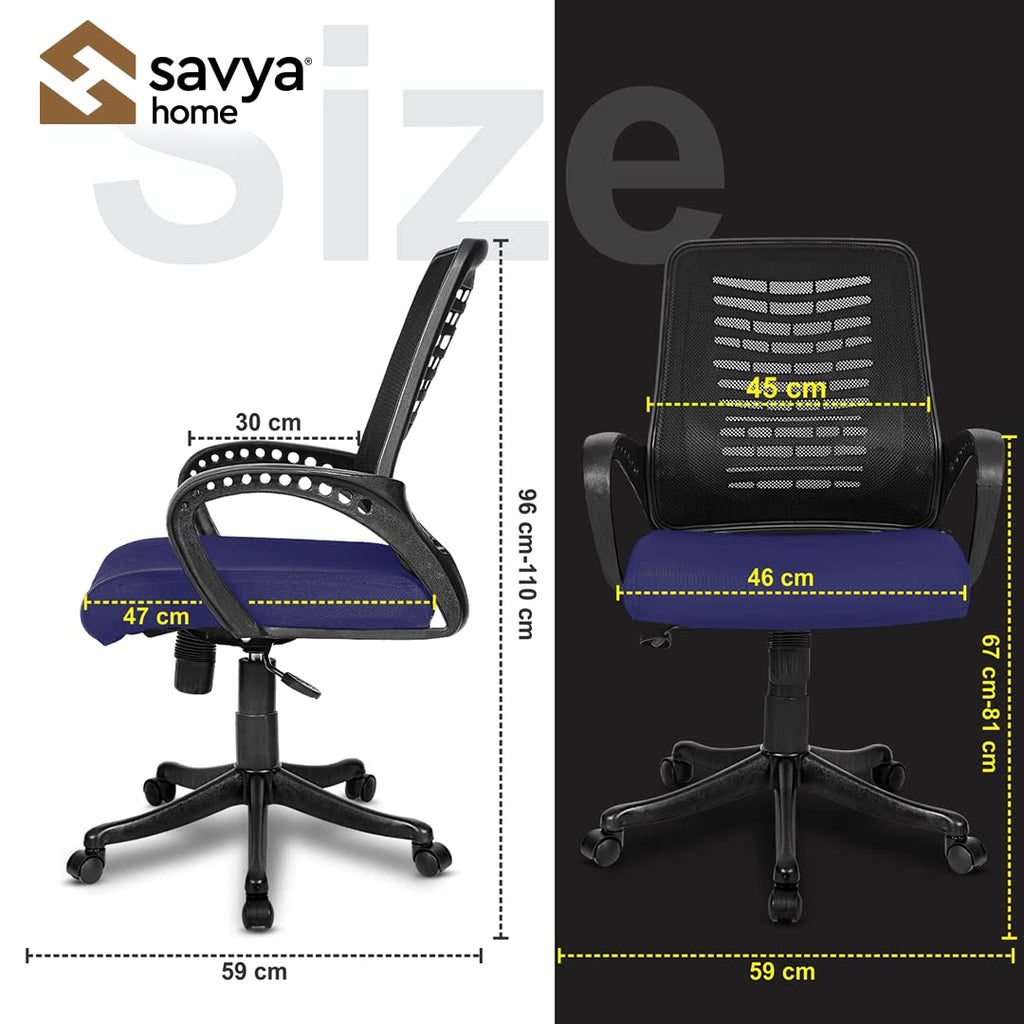 SAVYA HOME Apex Zoom Ergonomic Home and Revolving Office Chair (Blue ...