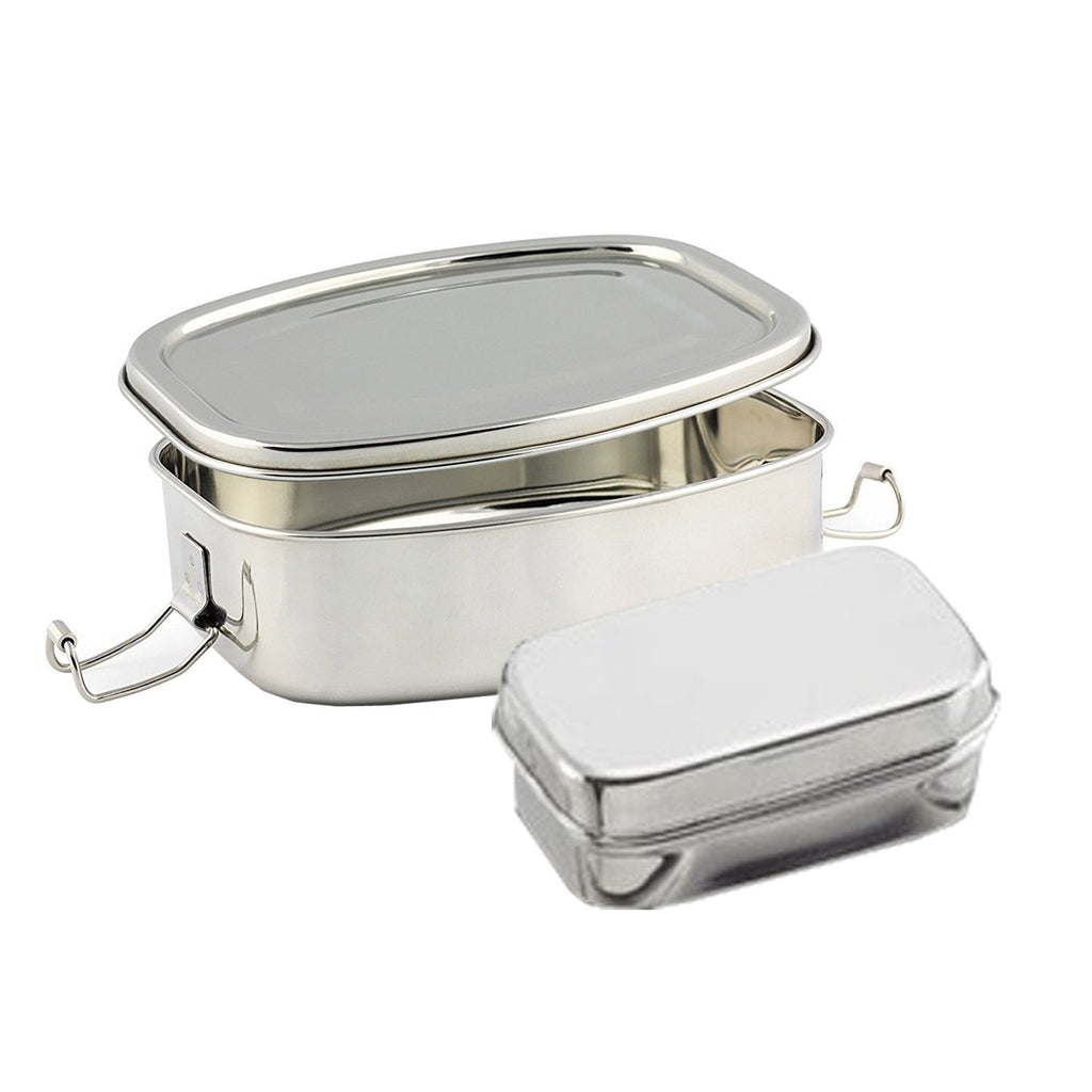 Kuber Industries Rectangular Shape Stainless Steel Lunch Box, Silver ...