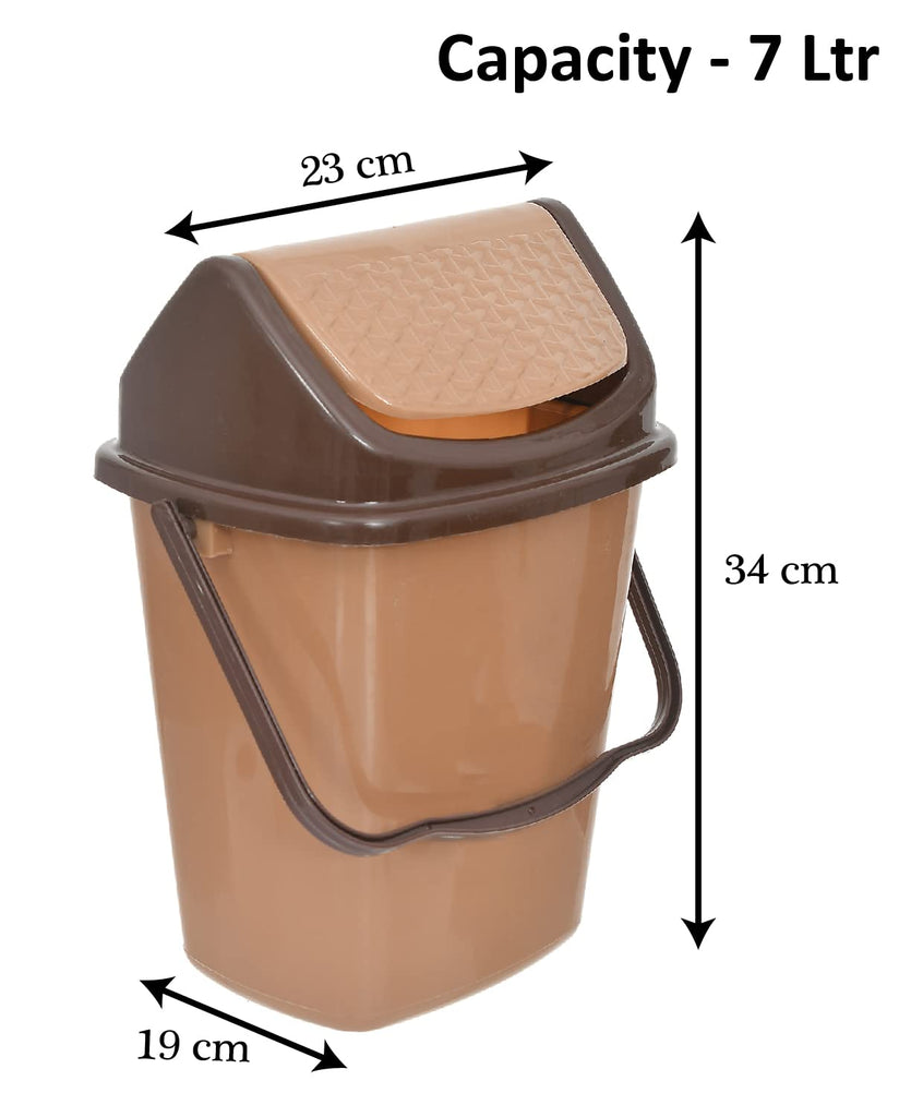 Heart Home Plastic Dustbin/Wastebin With Swing Lid With Handle, 7 ...