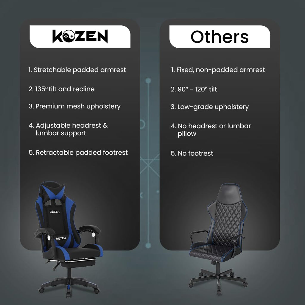 KOZEN Sniper Gaming Chair with Adjustable Headrest & Lumbar ...