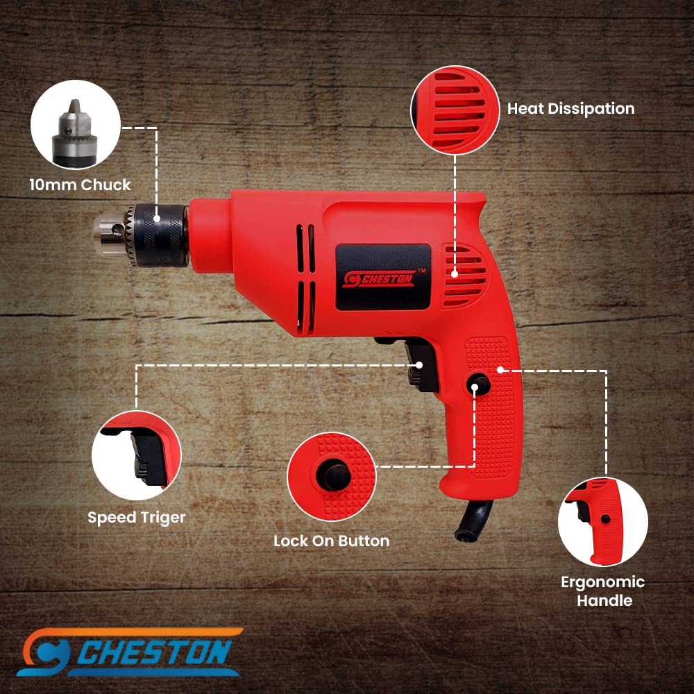 Cheston 10 mm Drill Machine Set 400W | Drill Kit with 13 HSS Bit All ...