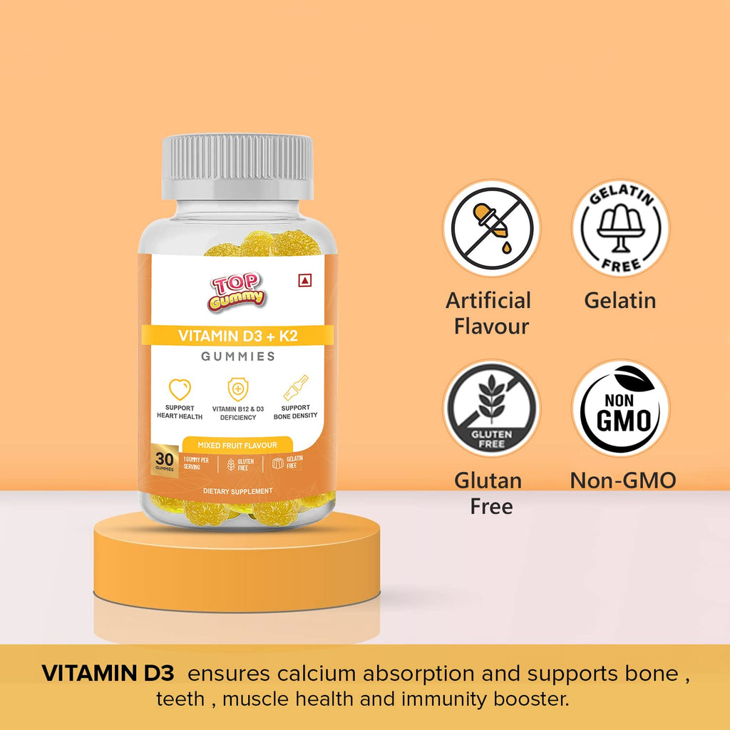 Top Gummy Vitamin D3 + K2 Gummies with Mixed Fruit Flavour| Supports ...