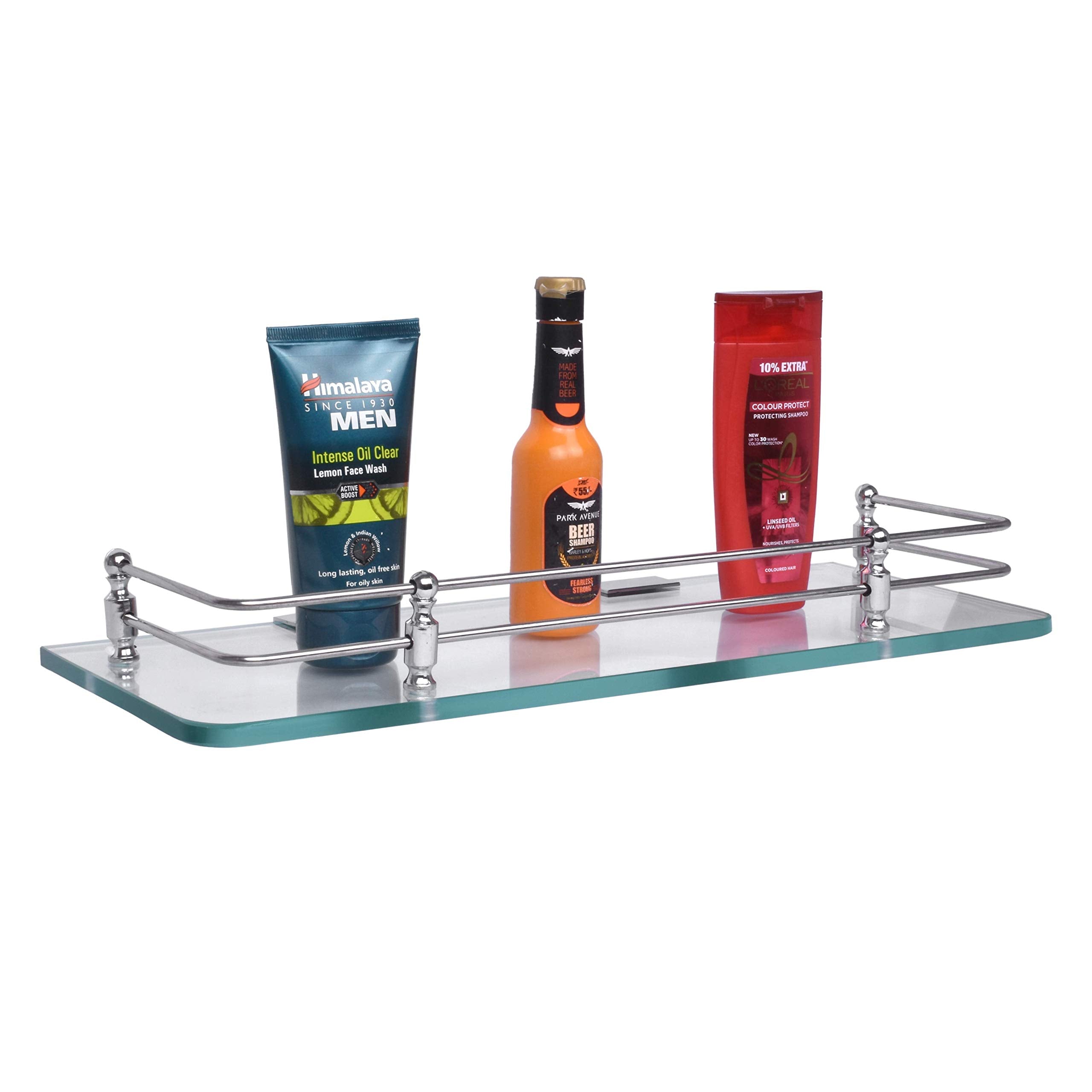 Plantex Premium Transparent Glass Shelf for Bathroom/Kitchen/Living ...