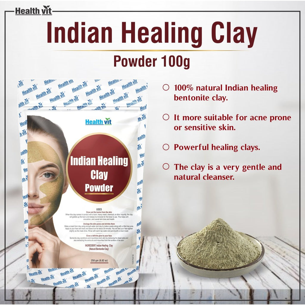 Healthvit Indian Healing Clay Powder 250 gm – GlobalBees Shop