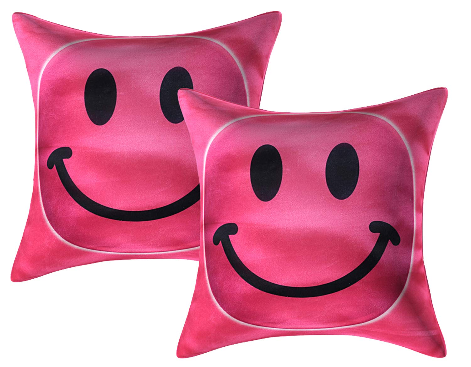 Kuber Industries Smiley Design 2 Piece Velvet Cushion Cover Set ...