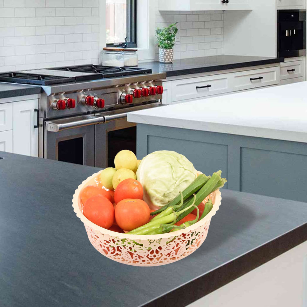 Kuber Industries Leaf Design Multipurpose Round Shape Basket Ideal For ...