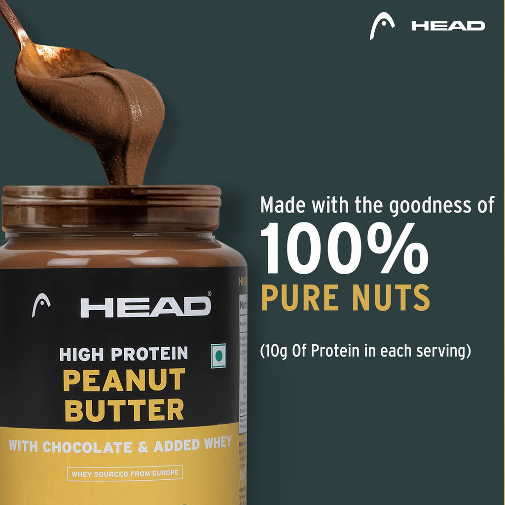 Head High Protein Peanut Butter (Chocolate, Creamy, 2.3Kg) | 100% Pure ...