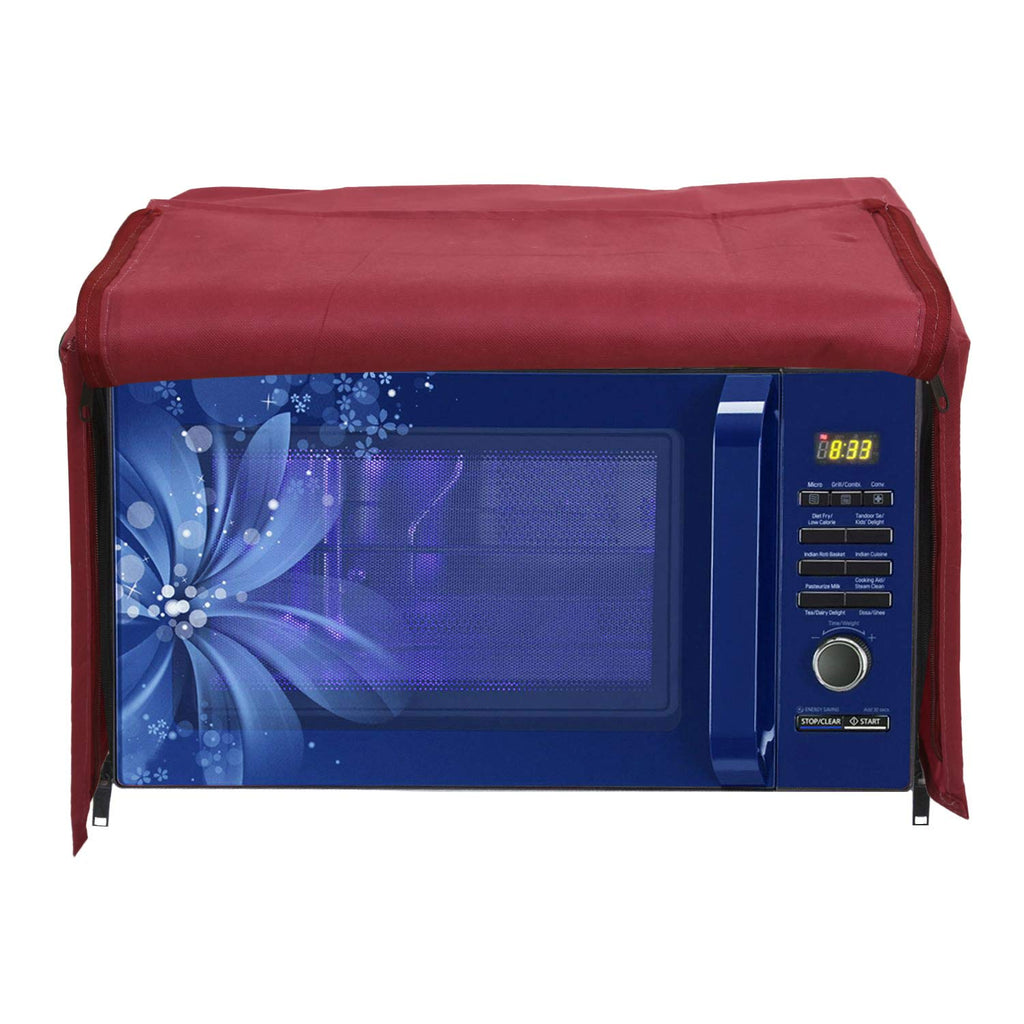Kuber Industries Leaf Design Velvet Microwave Oven Cover - Maroon, 20 ...