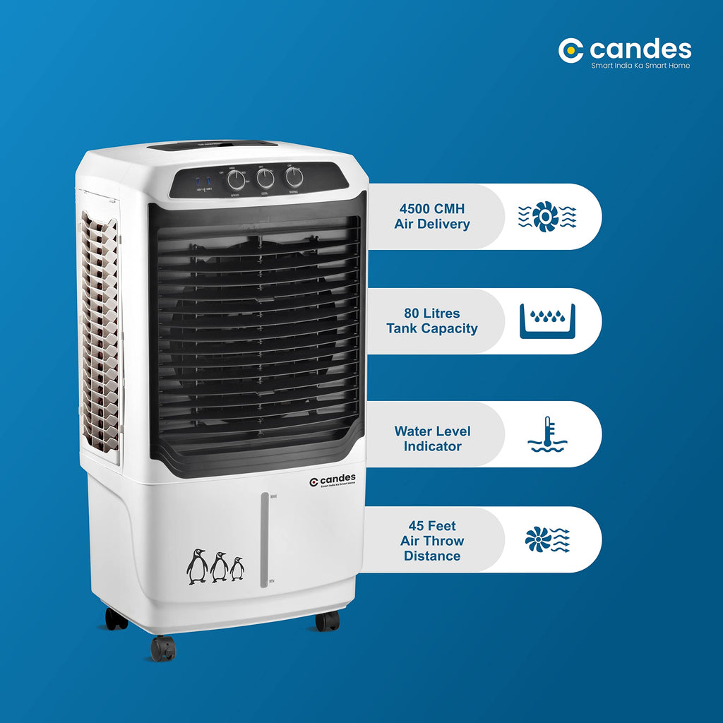 Candes Creta 80 L Personal Air Cooler for Home with USB Port and LED ...