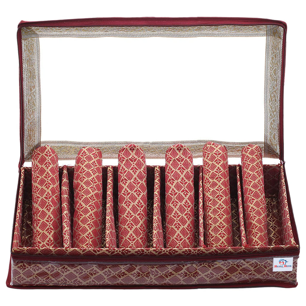 Heart Home Matka Pattern Laminated 6 Rod Box, Organizer For Bangle ...