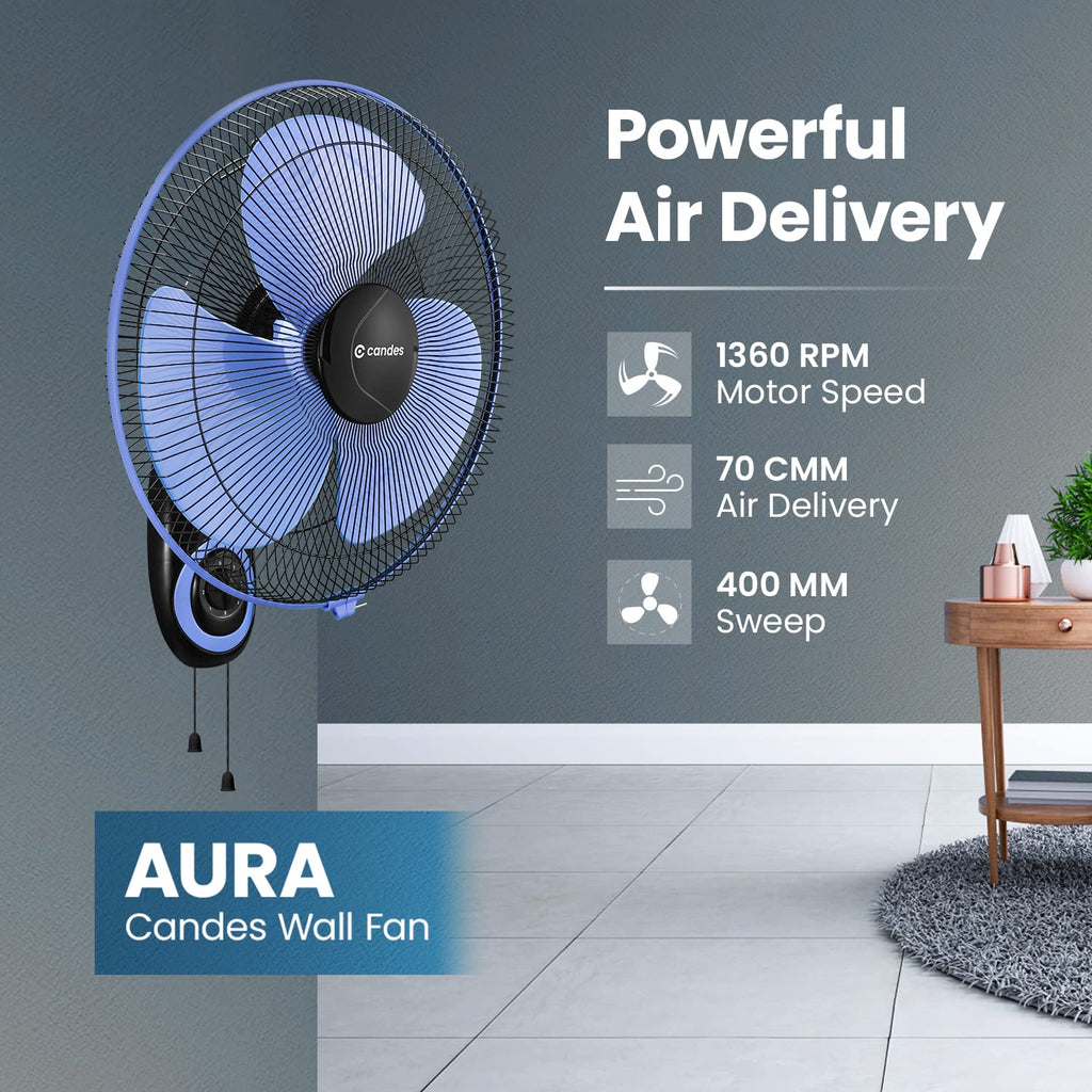 Candes Aura (400mm) High Speed Oscillating Wall Fan 60 W (2 Years ...