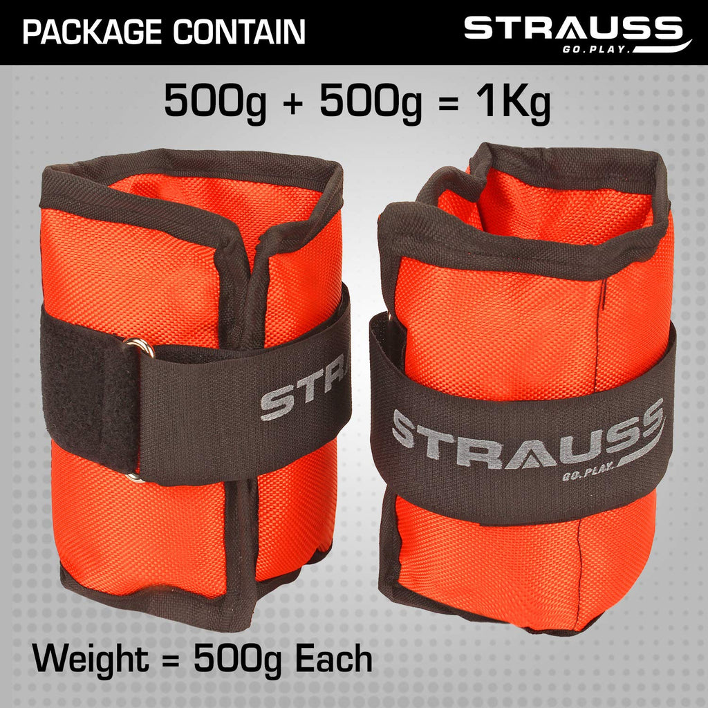 Strauss Ankle Weight, 0.5 Kg (Each), Pair, (Orange) – GlobalBees Shop