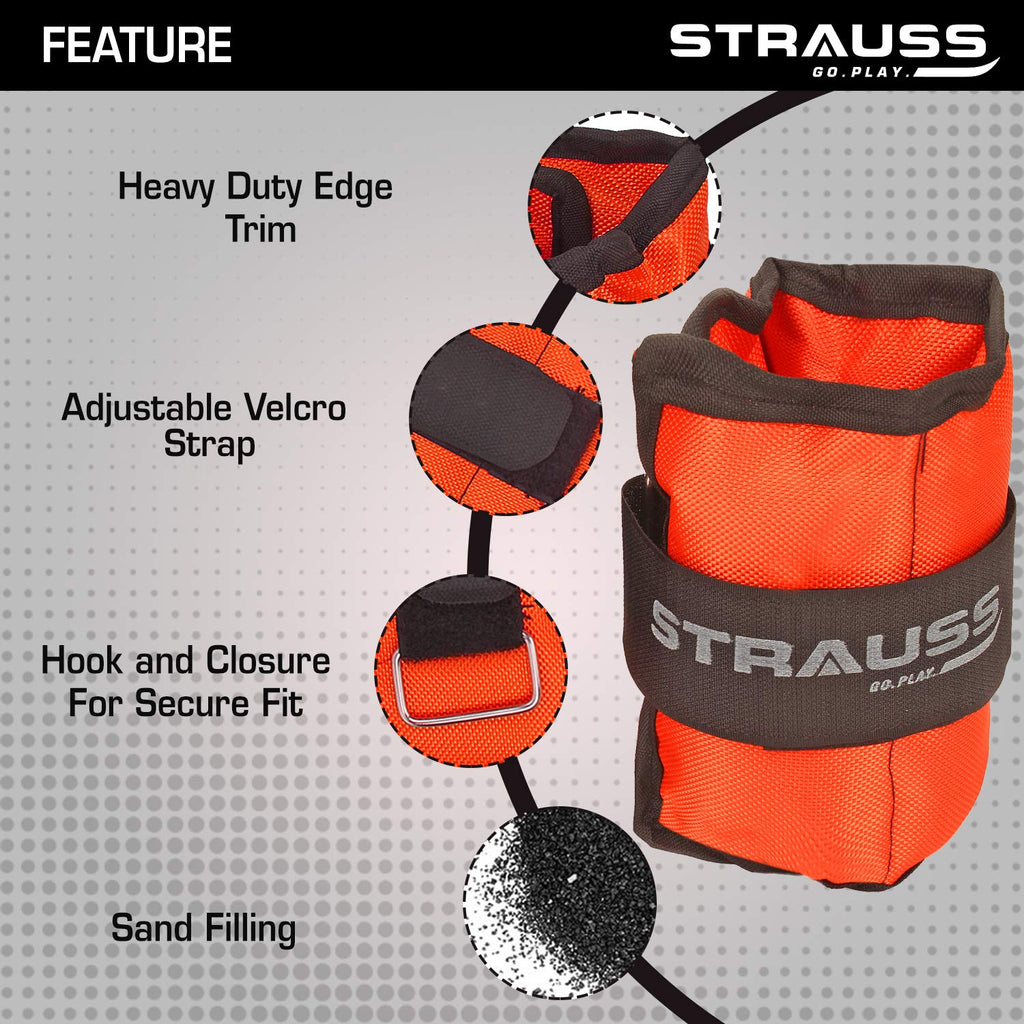 Strauss Ankle Weight, 0.5 Kg (Each), Pair, (Orange) – GlobalBees Shop