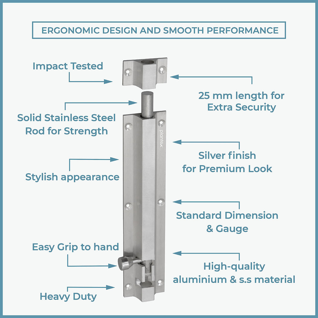 Plantex 8-inches Long Latch Lock for Door and Windows - Smooth (Pack ...