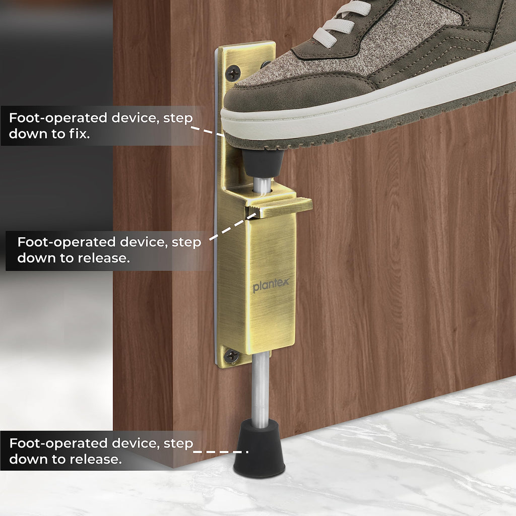 Plantex Kickdown Door Stoper Spring Loaded Telescopic Step On/Off Door ...
